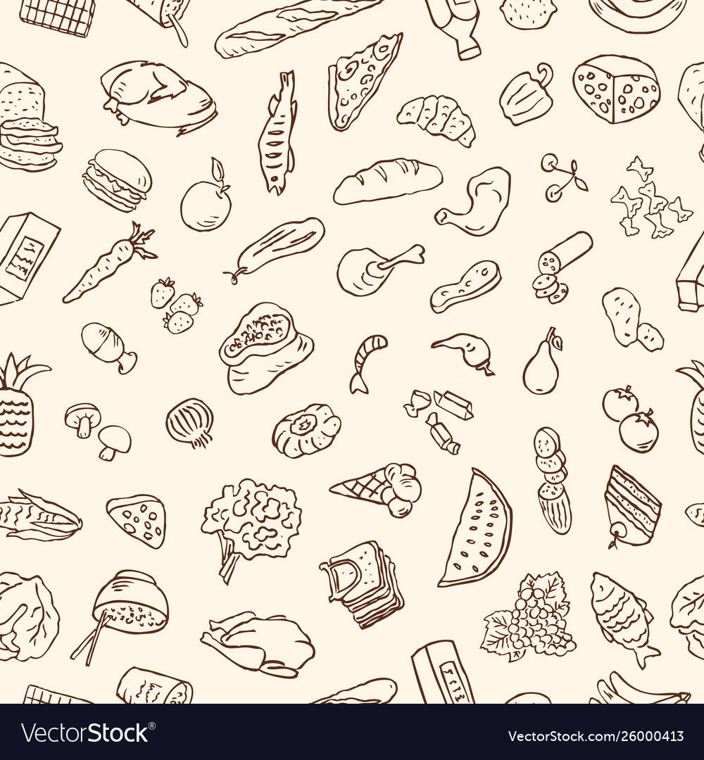 Foodstuff pattern Royalty Free Vector Image - VectorStock