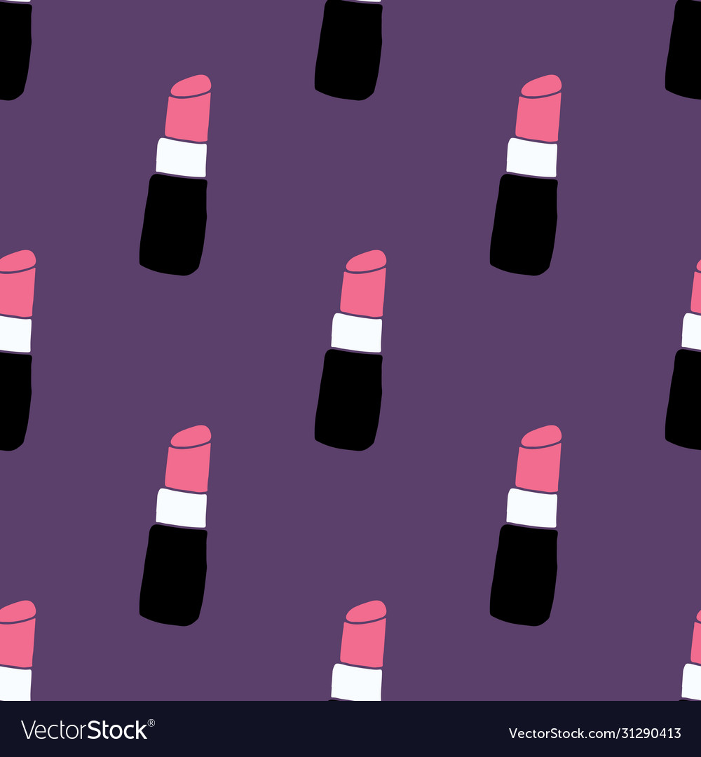 Lipstick seamless pattern hand drawn fashion Vector Image