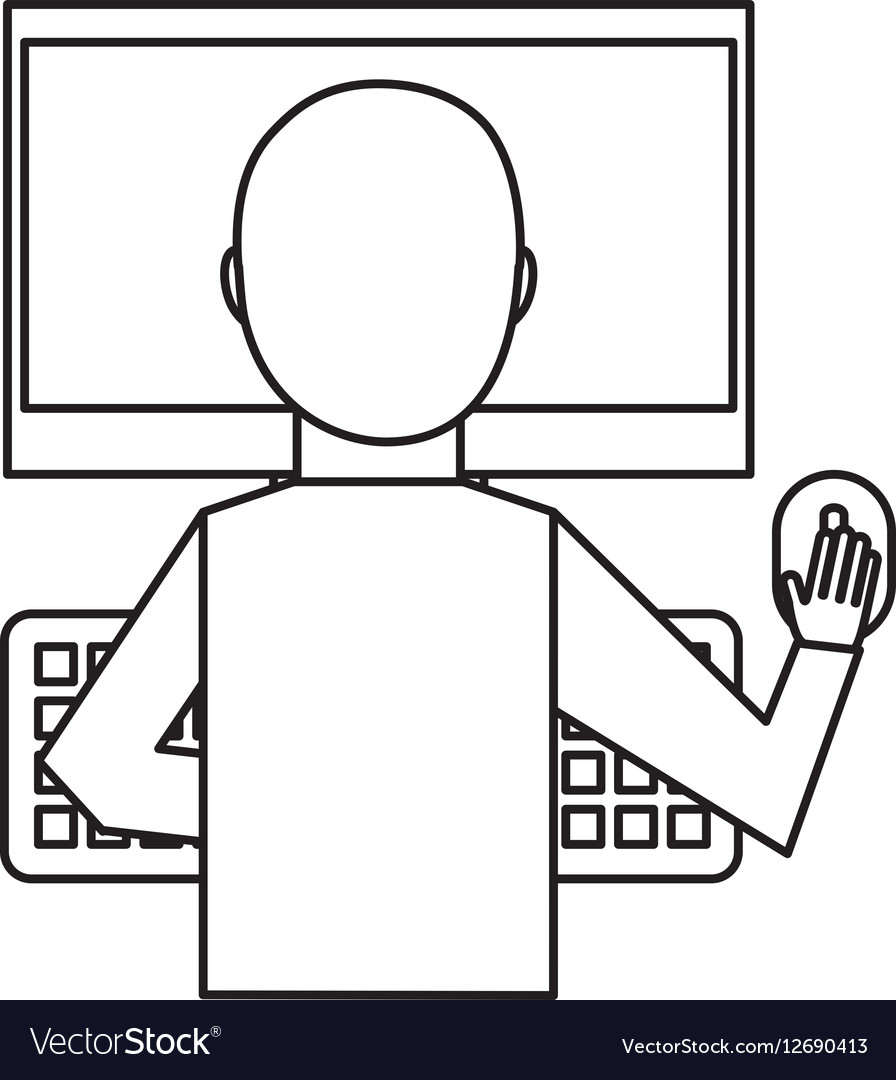Person using computer icon Royalty Free Vector Image