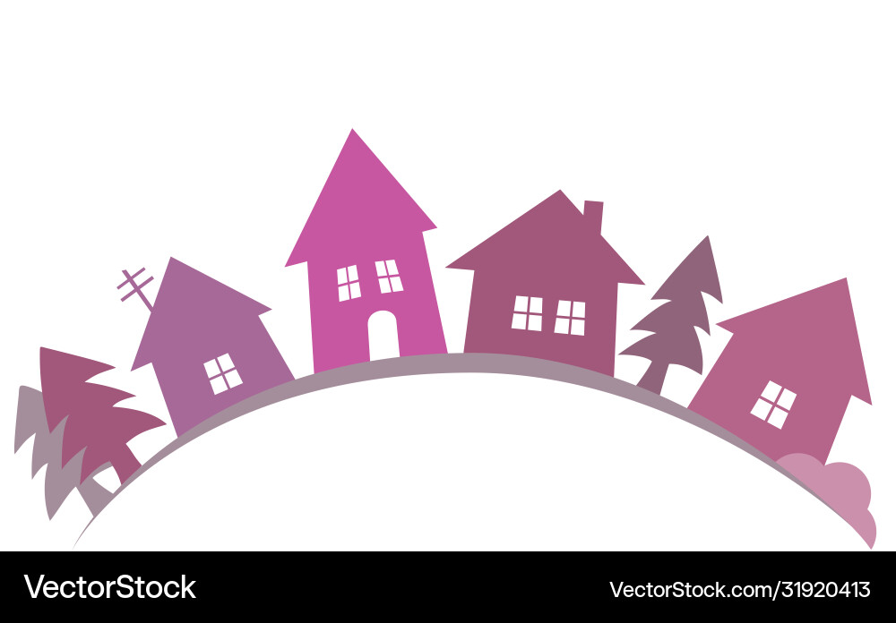 Purple village conceptual Royalty Free Vector Image