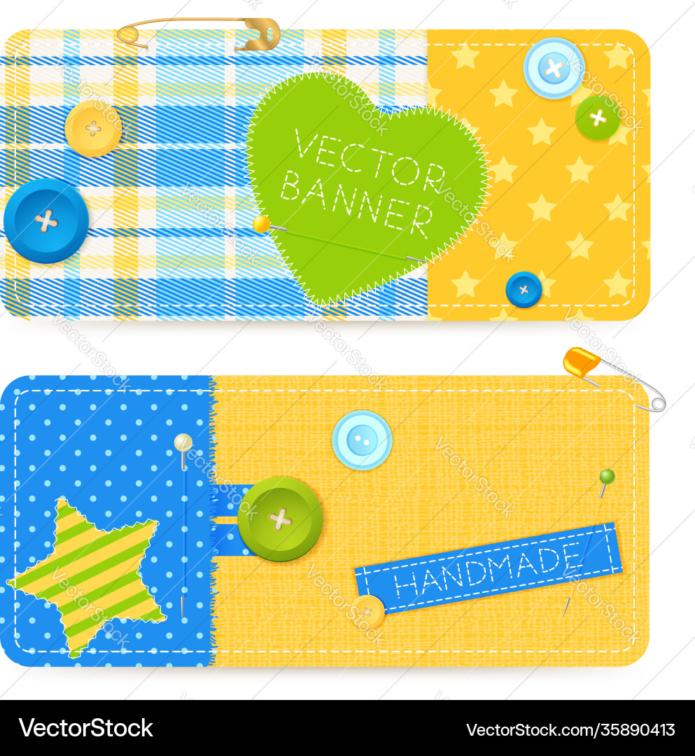 Realistic sewing banners Royalty Free Vector Image