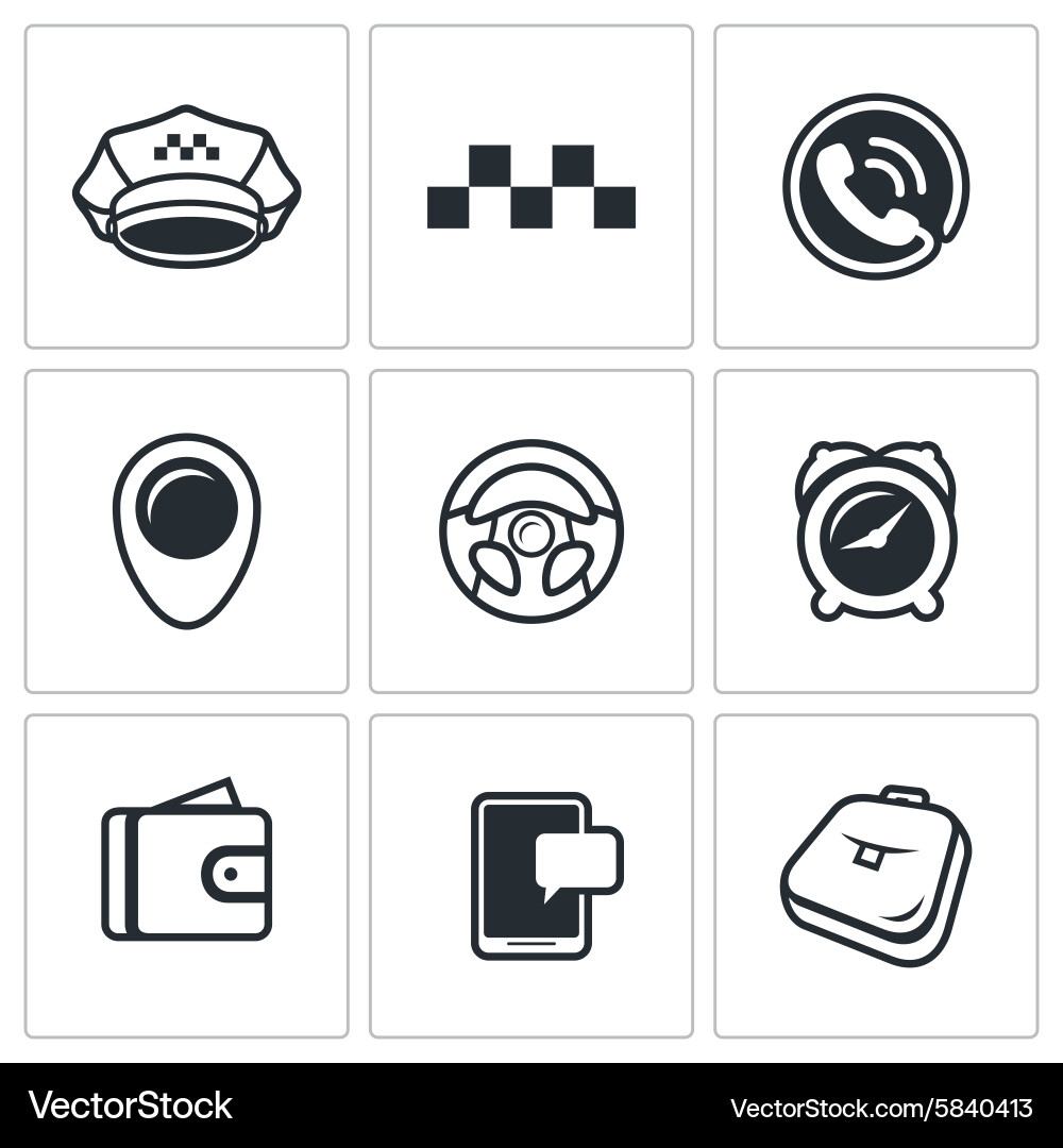 Taxi service icons set Royalty Free Vector Image