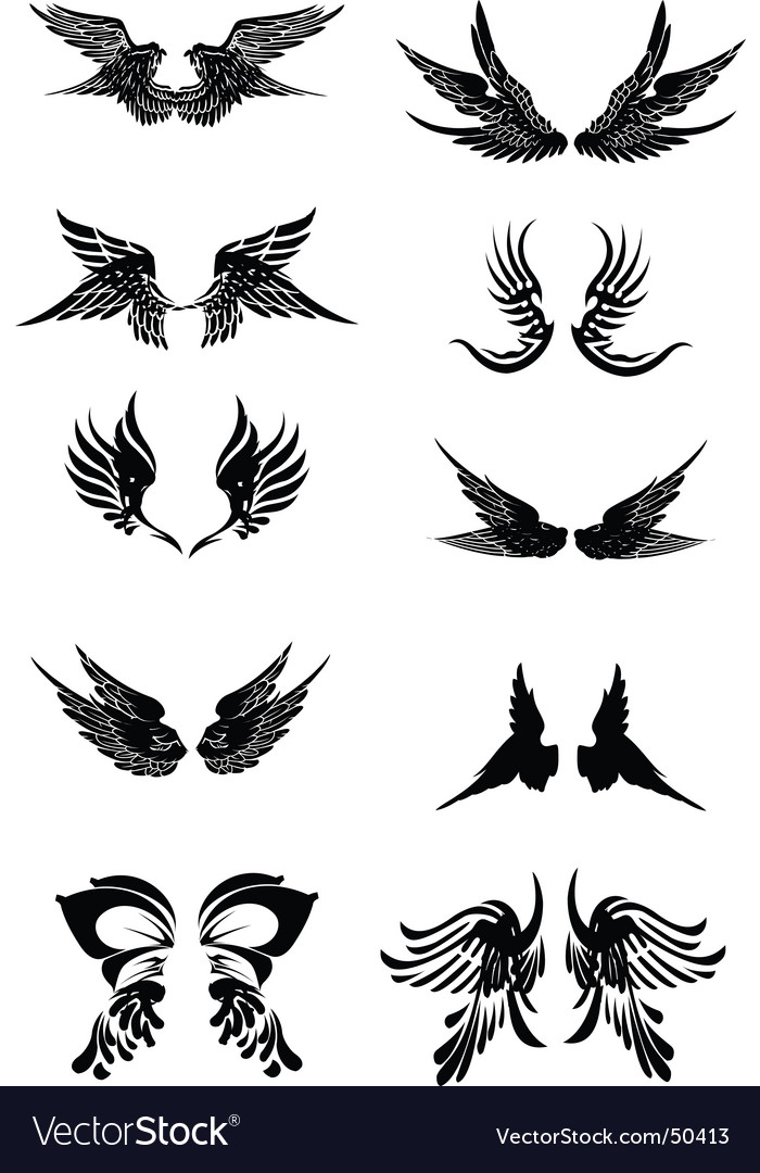 Wings set Royalty Free Vector Image - VectorStock