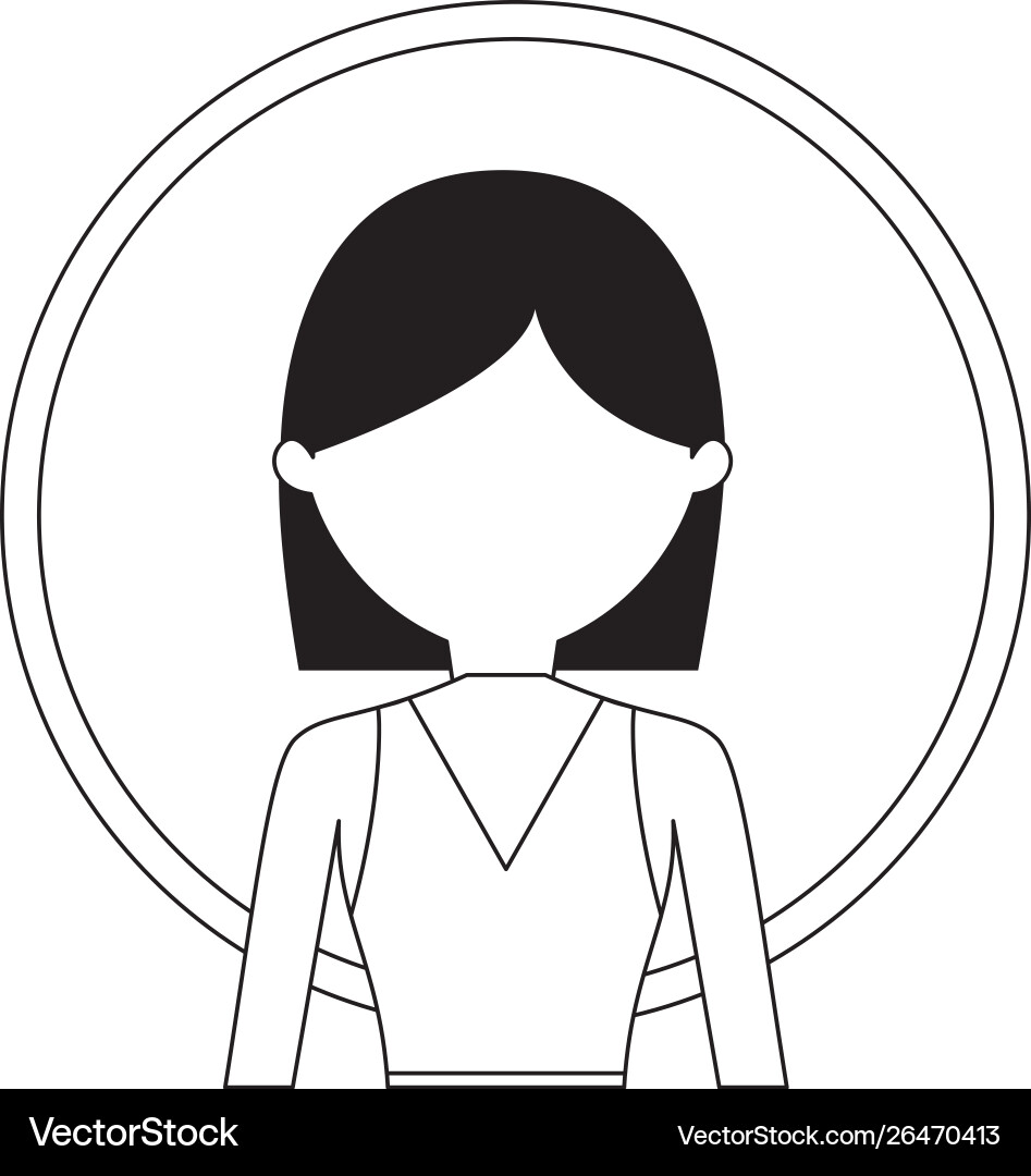 Young woman with frame circular avatar character Vector Image
