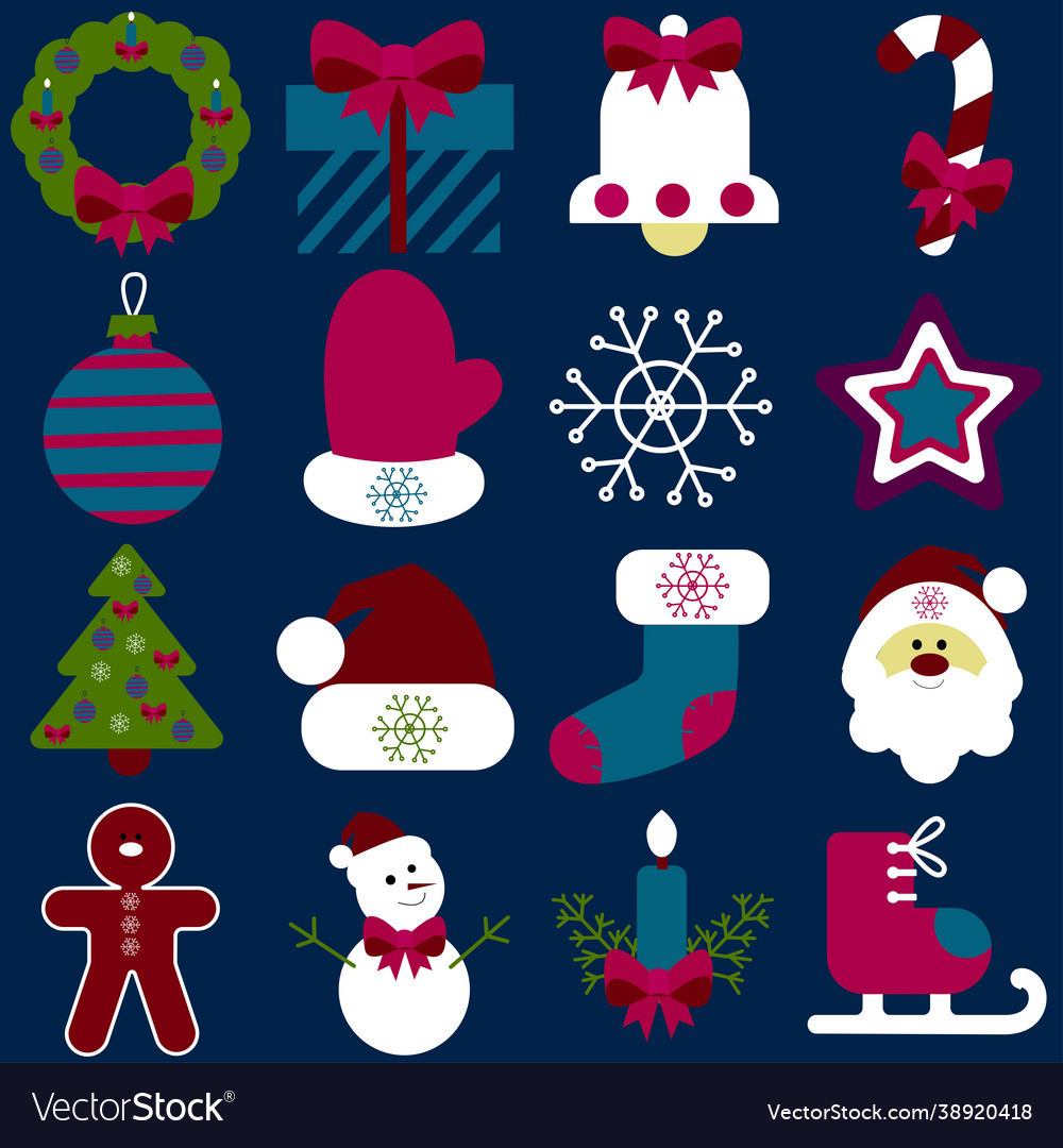 A set christmas icons christmas Royalty Free Vector Image
