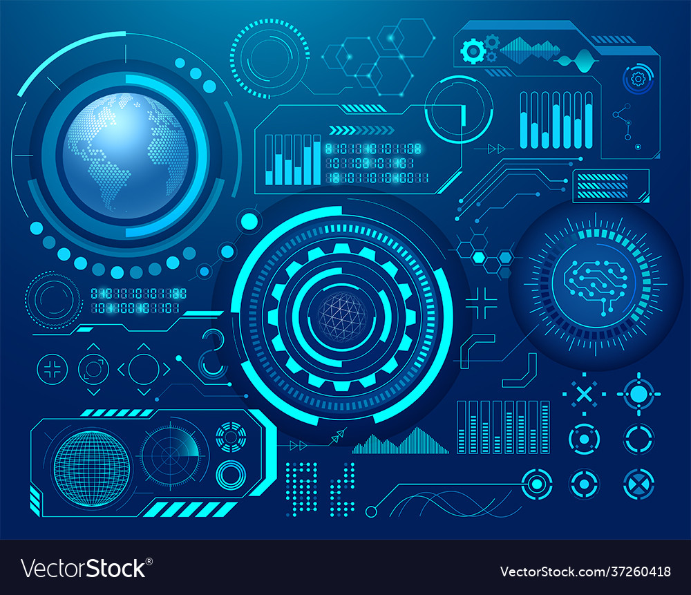 Abstract digital technology sci- fi hud style Vector Image Abstract digital technology sci- fi hud style Vector Image