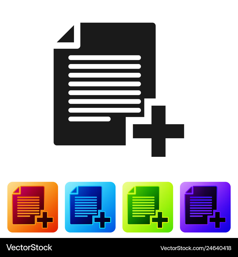 Black add new file icon isolated on white Vector Image