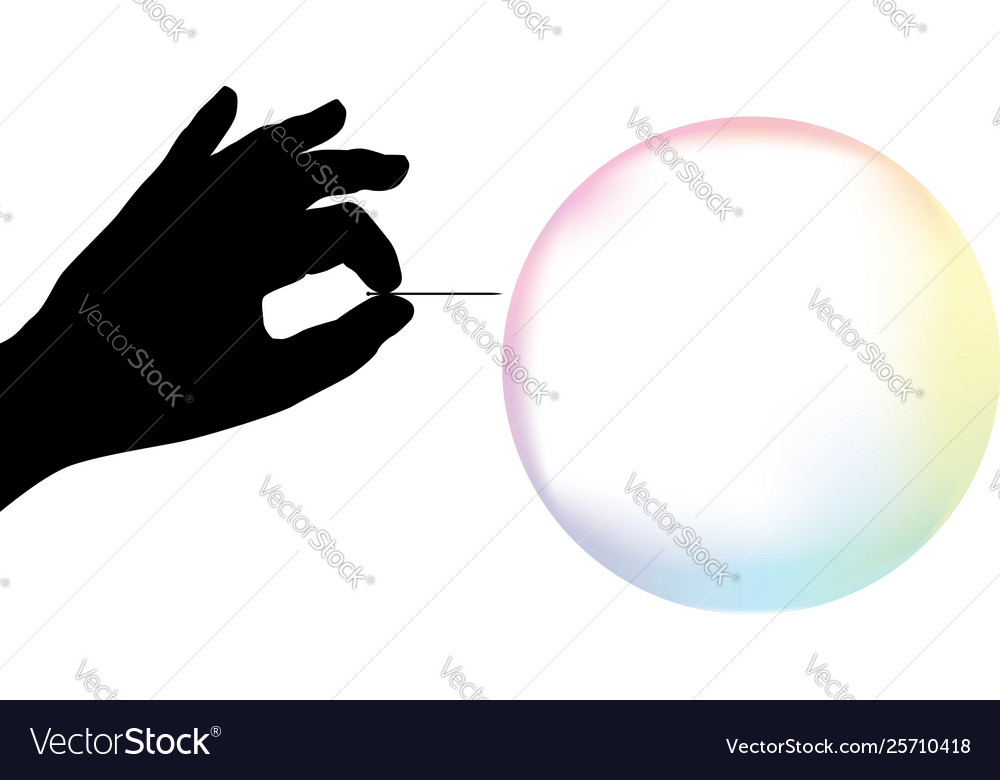 Bubble explosion silhouette hand exploding a soap Vector Image