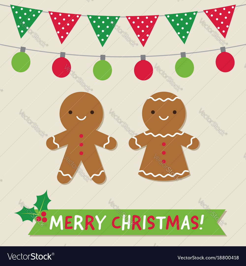 Christmas card with gingerbread cookies Royalty Free Vector