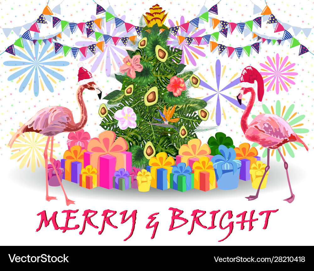 Christmas tree made tropical monstera leaves Vector Image