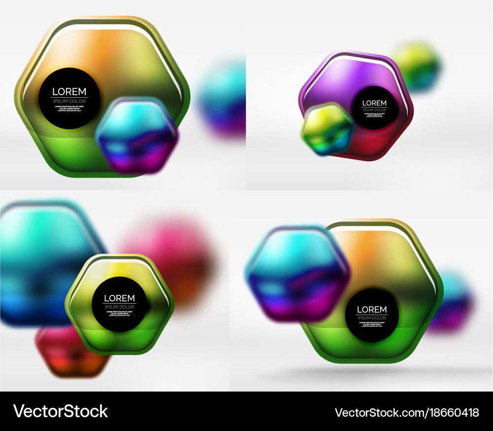 Collection of 3d metal geometric objects Vector Image