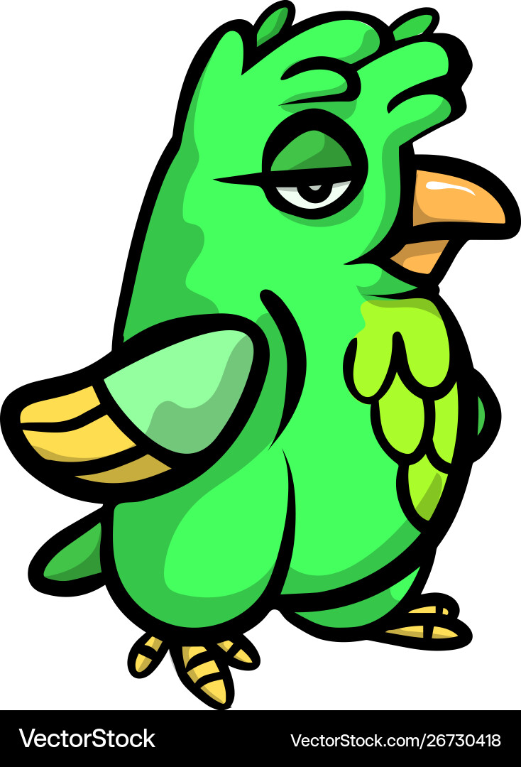 Cute funny green bird with different emotions Vector Image
