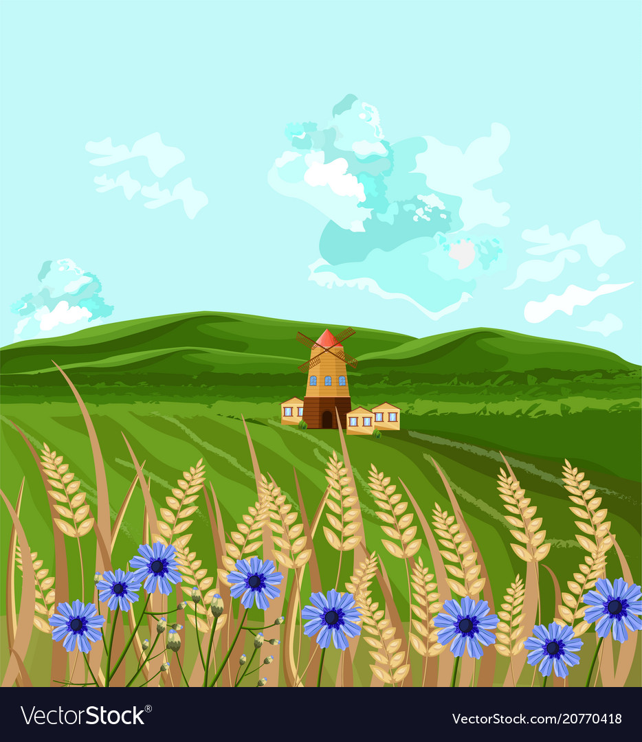 Green fields spring background decor Royalty Free Vector