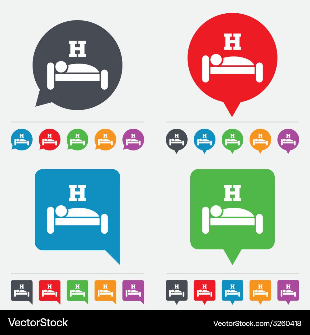 Hotel sign icon rest place sleeper symbol Vector Image