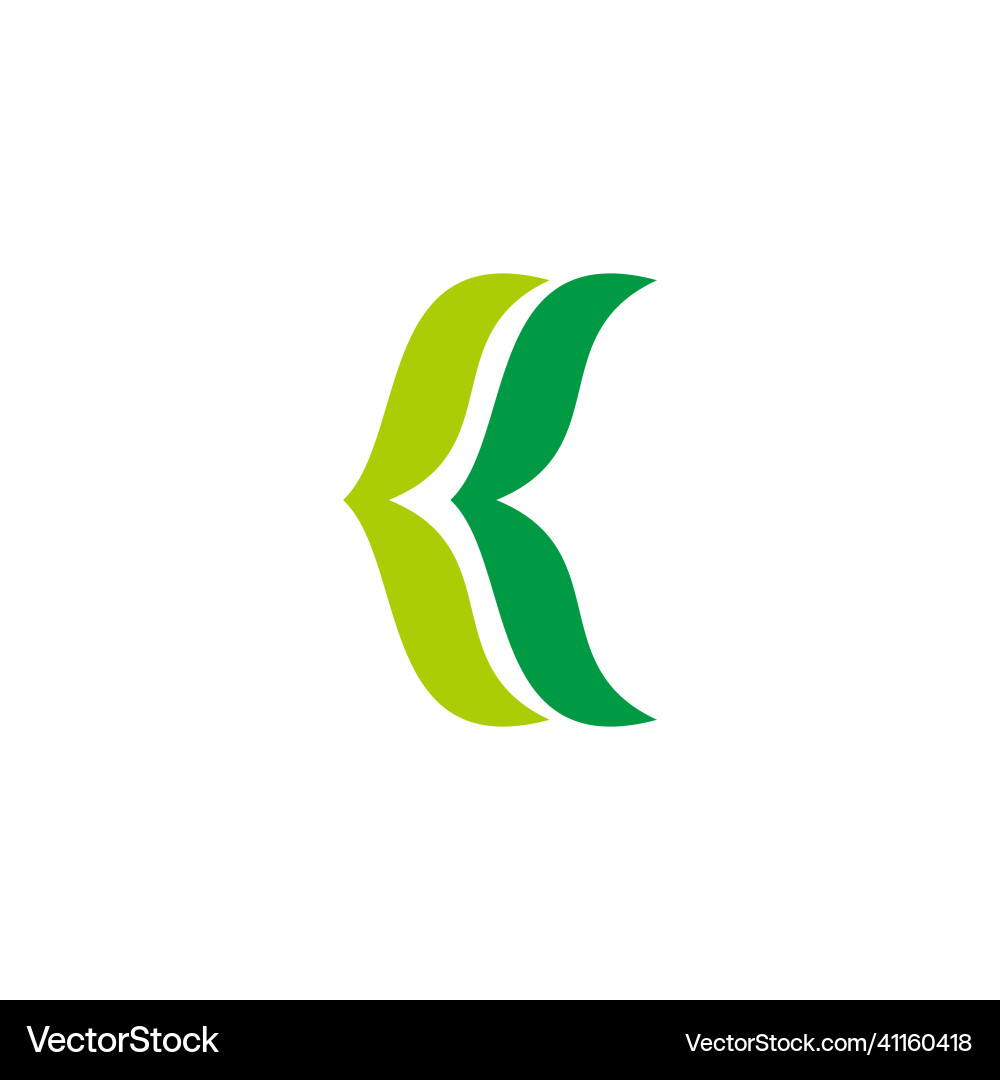 Letters k gradient leaf simple geometric logo Vector Image