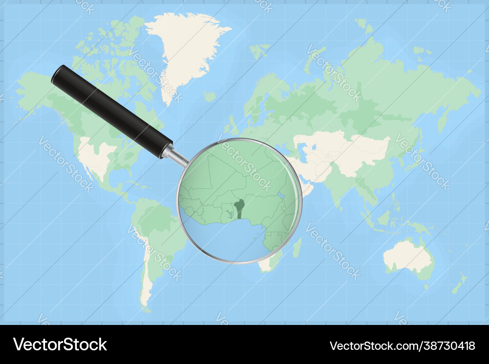 Map world with a magnifying glass on a Royalty Free Vector