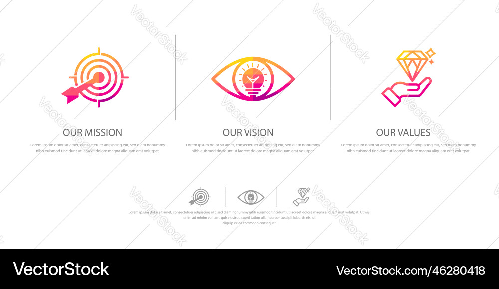 Mission vision values infographic banner template Vector Image