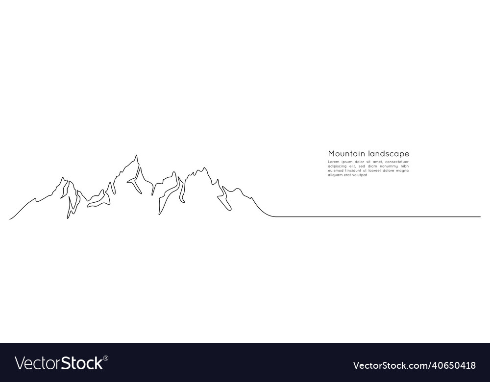 One continuous line drawing of mountain range Vector Image