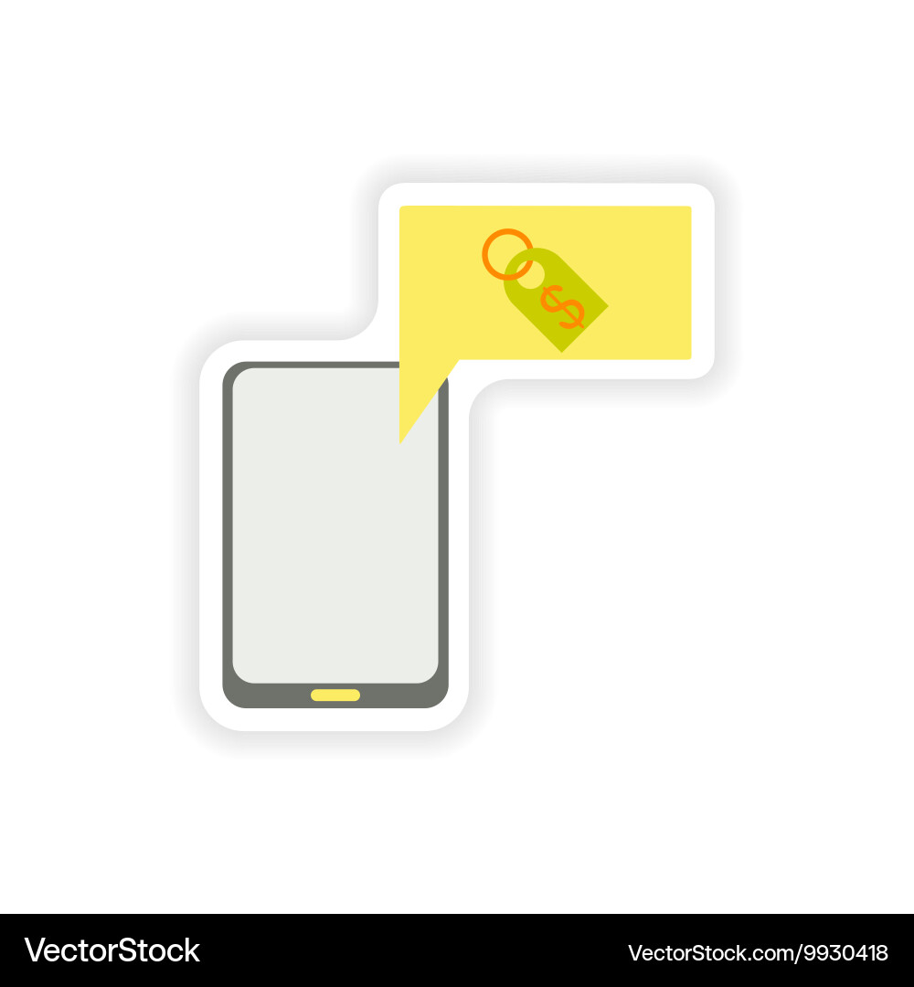 Paper sticker on white background mobile phone Vector Image