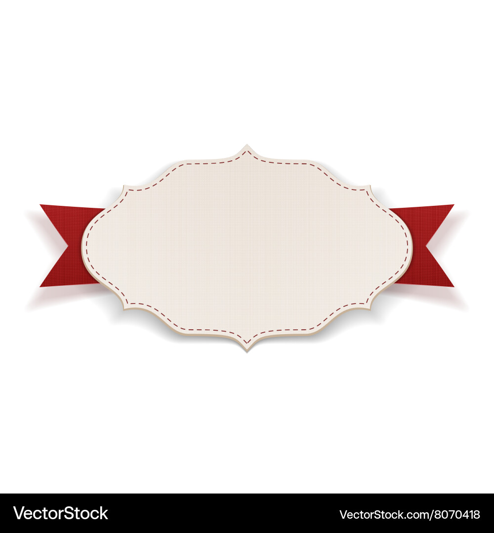 Paper tag with red ribbon Royalty Free Vector Image