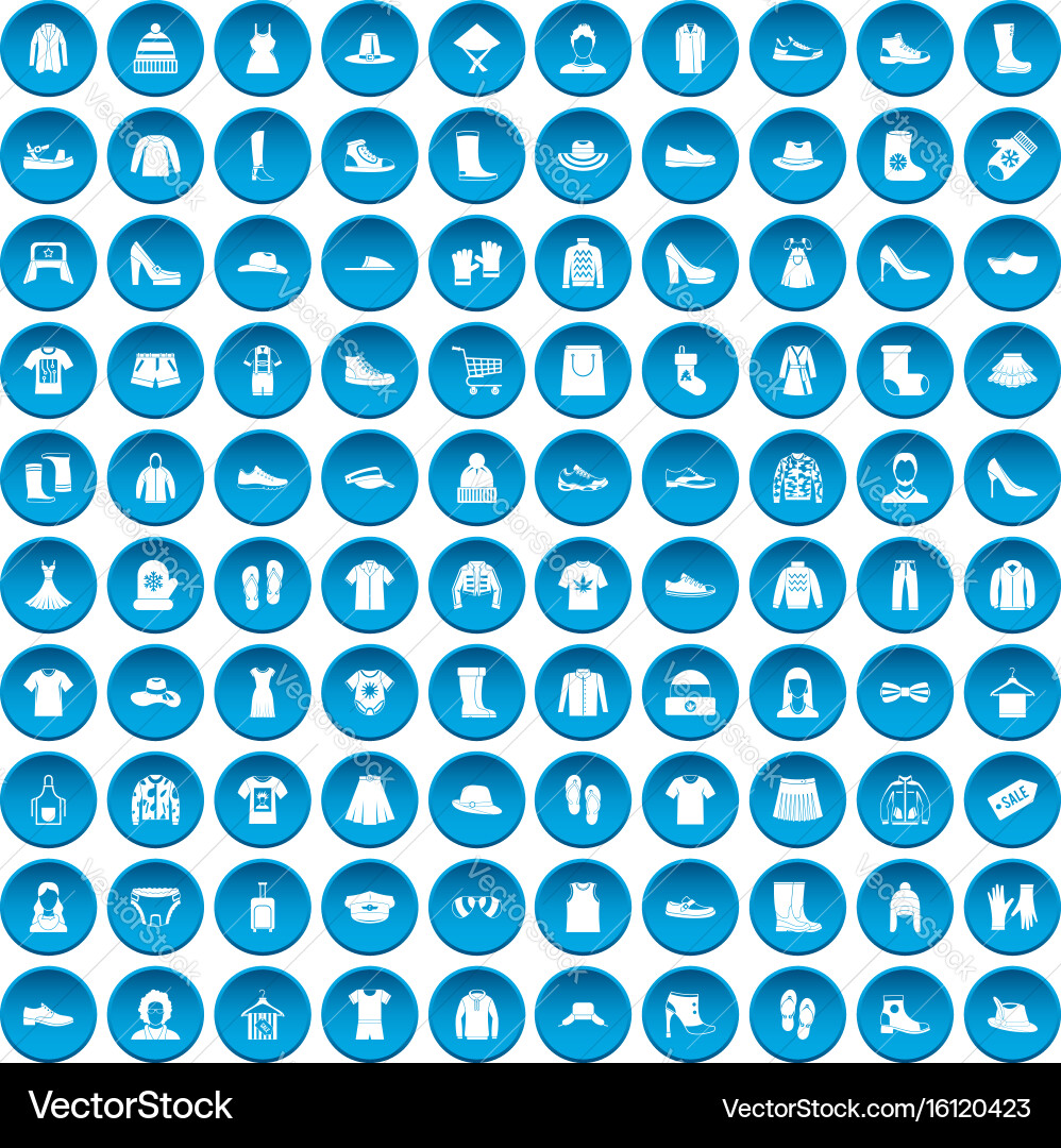 100 rags icons set blue Royalty Free Vector Image