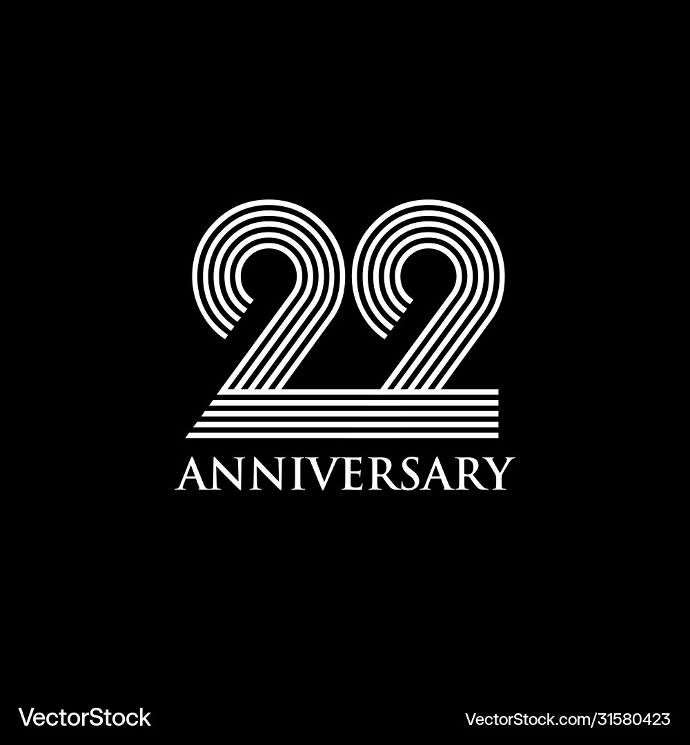 22nd year anniversary logo design template Vector Image