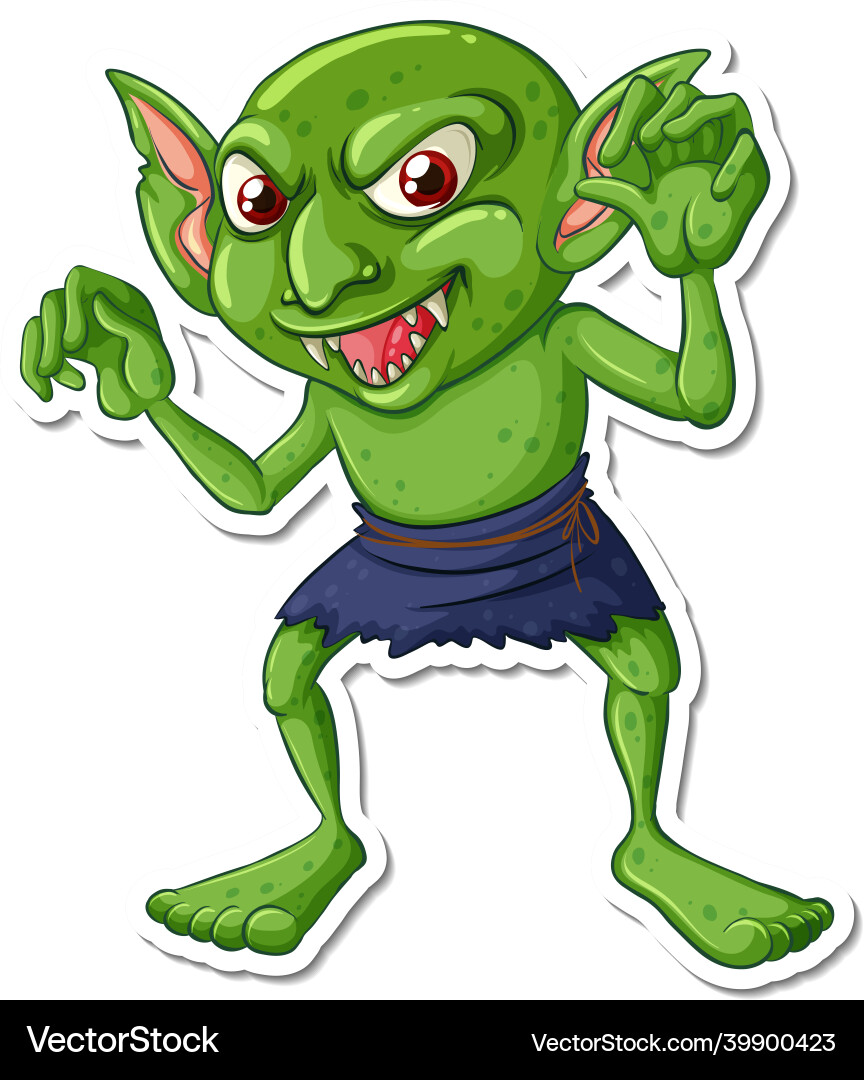 A goblin cartoon character sticker Royalty Free Vector Image