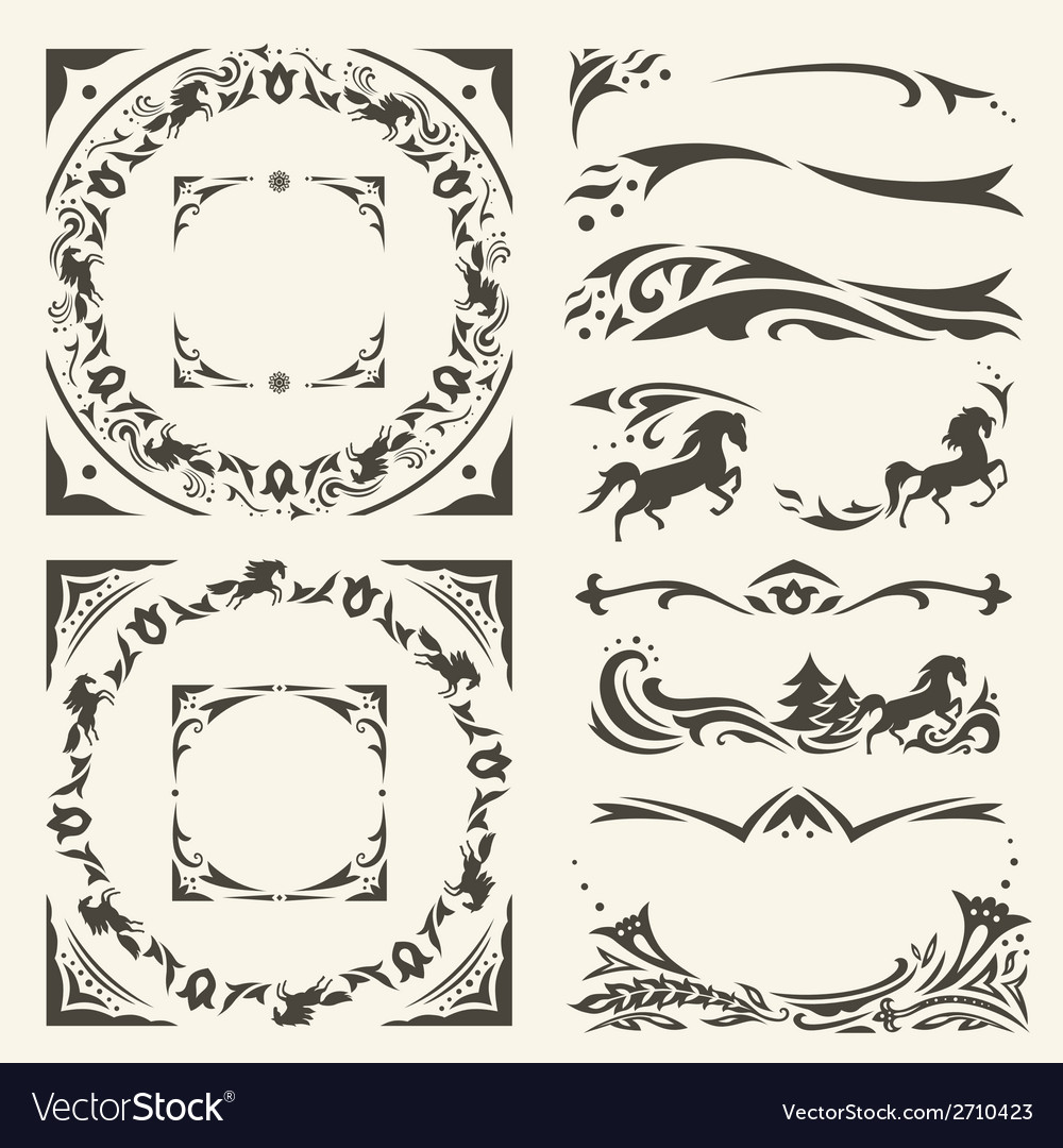 Arabic frames and design elements set Royalty Free Vector