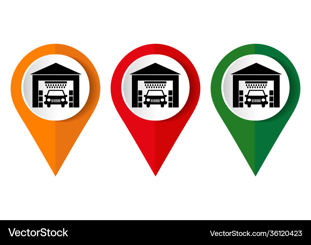 Car wash auto cleaning service icon set flat Vector Image