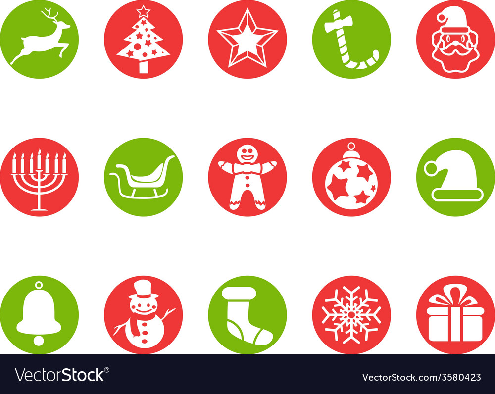 Christmas round button icons set Royalty Free Vector Image