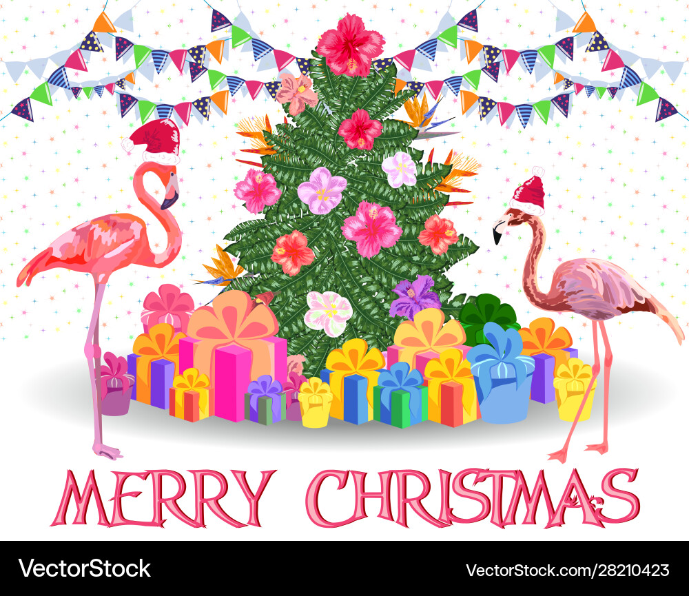 Christmas tree made tropical monstera leaves Vector Image