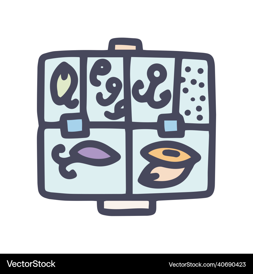 Fishing tackle box color doodle simple icon Vector Image