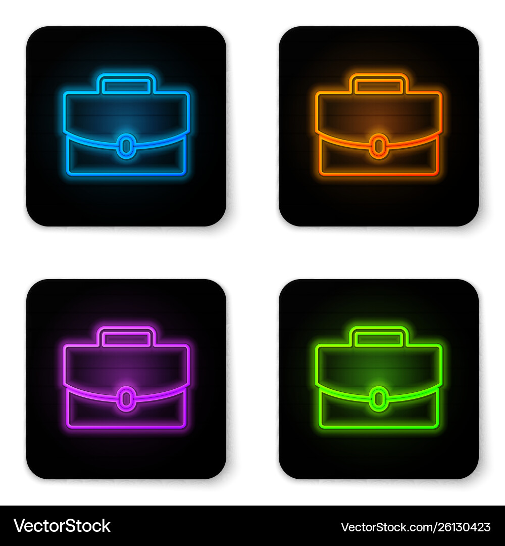 Glowing neon briefcase icon isolated on white Vector Image