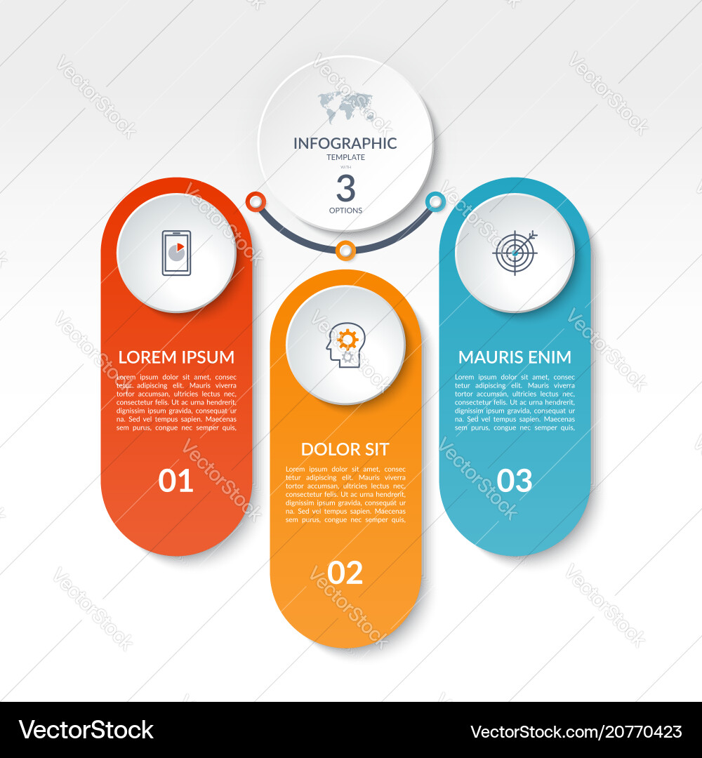 Infographic template of 3 options tabs bars Vector Image