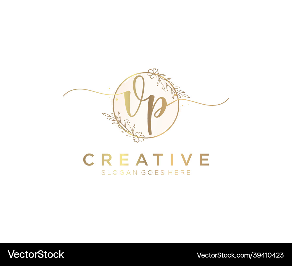 Initial vp feminine logo beauty monogram Vector Image