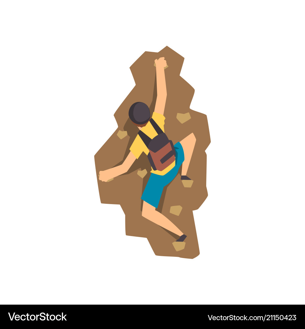 Male climber climbing rock mountain Royalty Free Vector