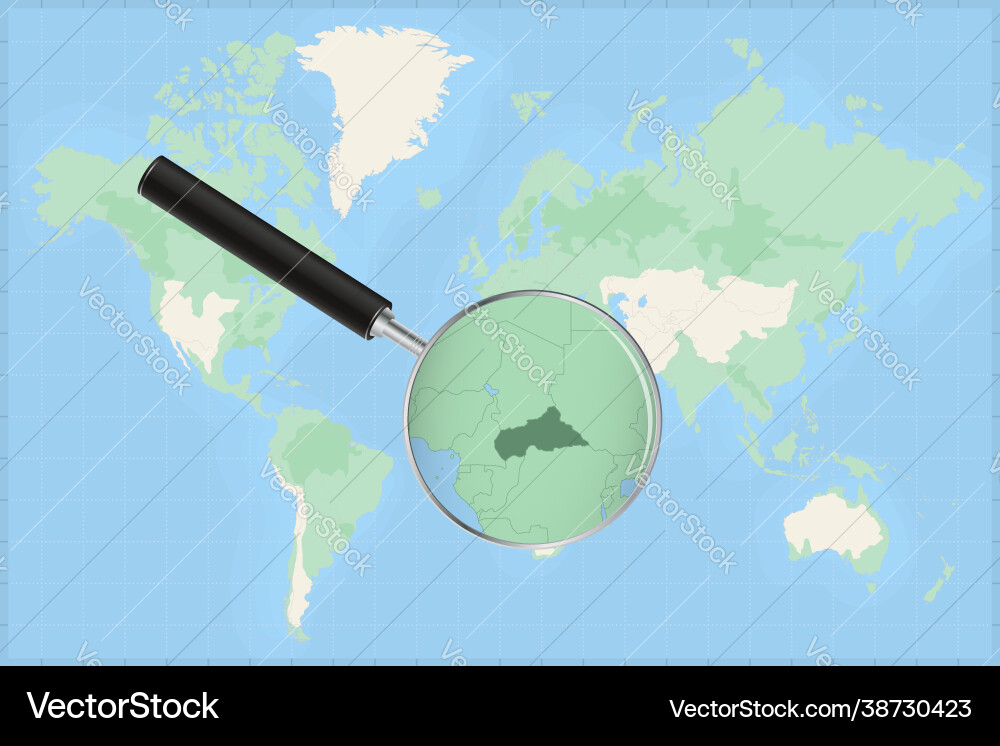 Map world with a magnifying glass on a Royalty Free Vector