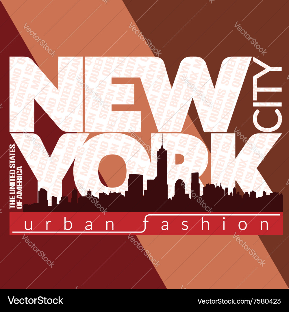 New york city typography graphic districts Vector Image