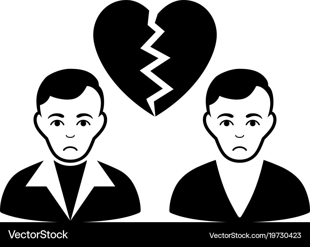 Sad divorce gays black icon Royalty Free Vector Image