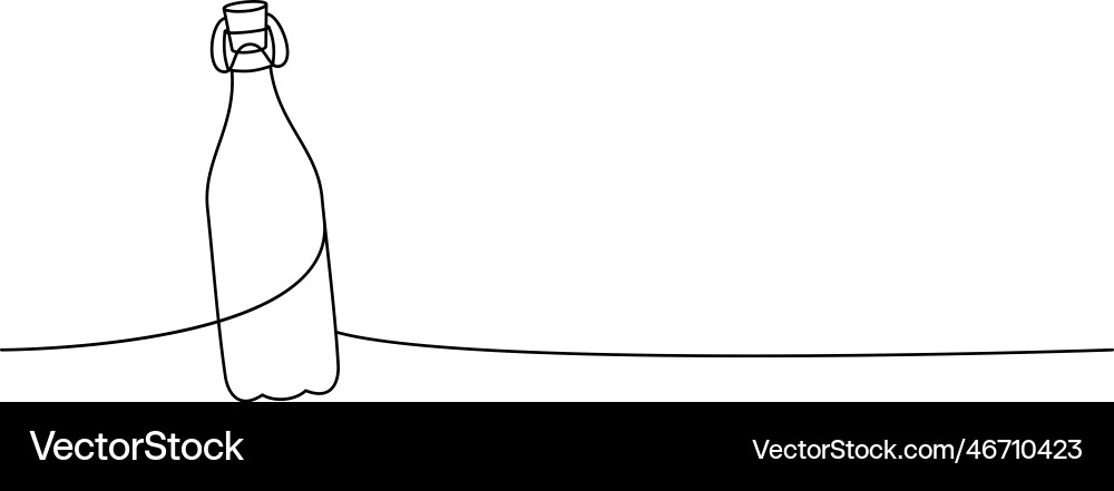 Soda glass bottle one line continuous drawing Vector Image
