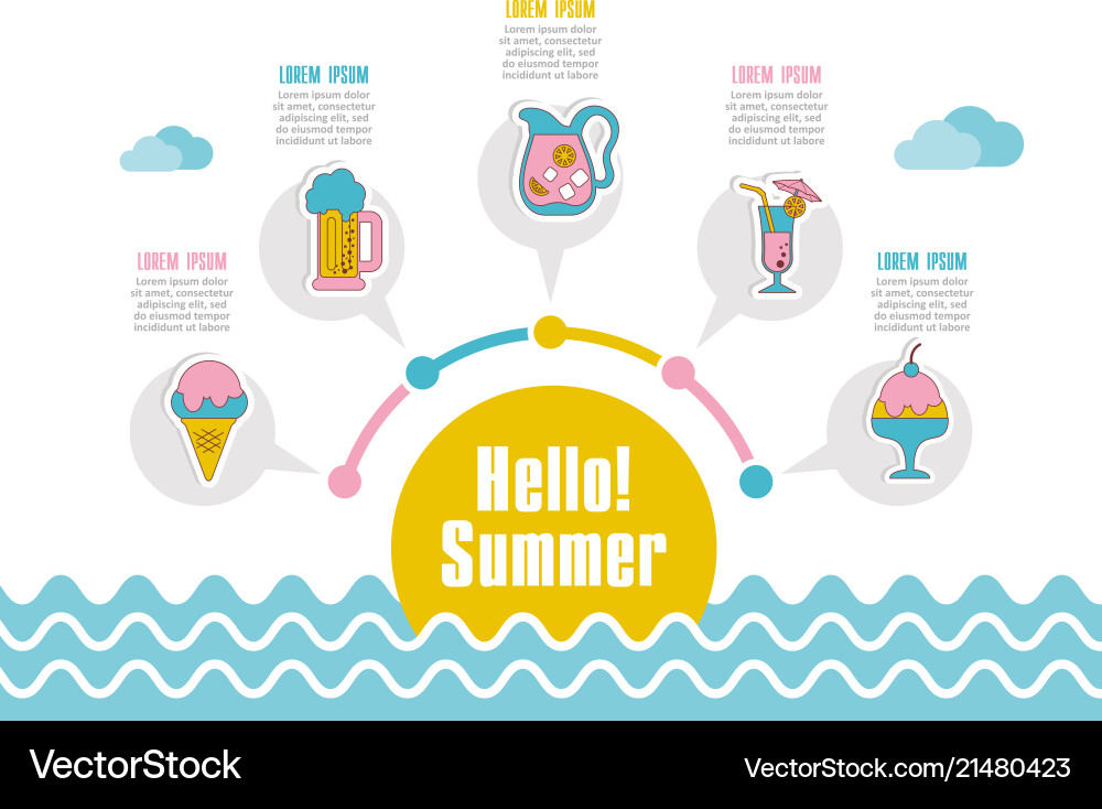 Summer icon summertime vacation infographics Vector Image