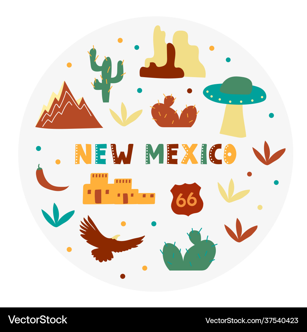 Usa collection new mexico Royalty Free Vector Image