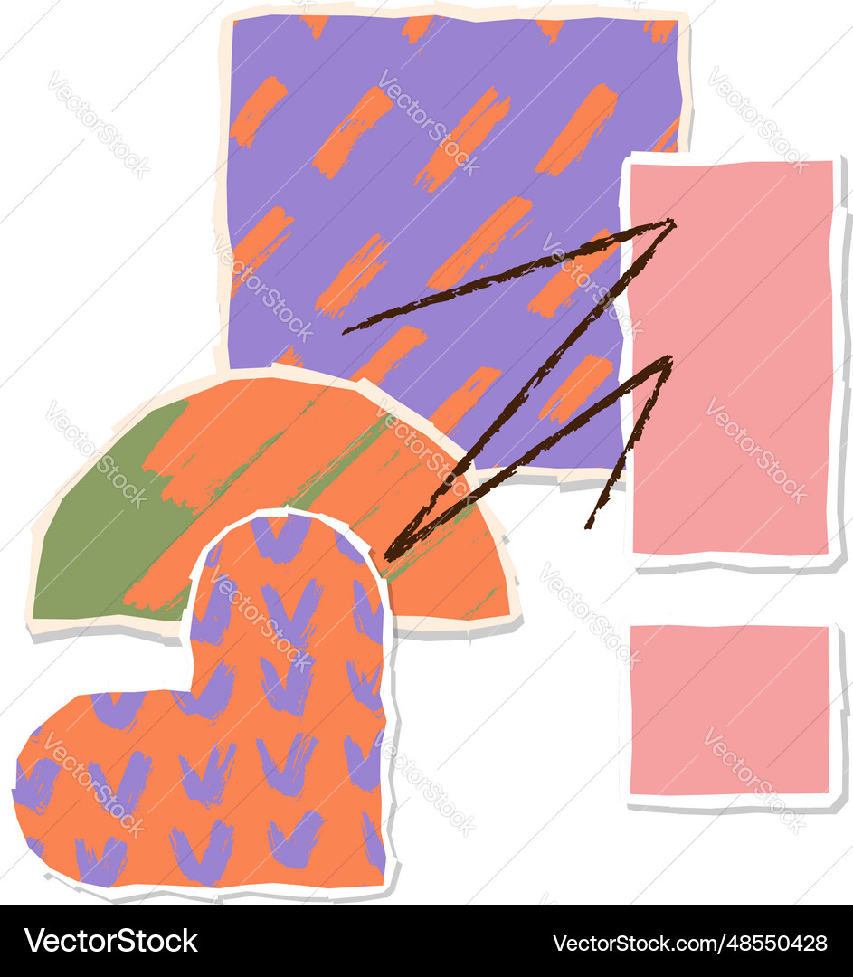 Abstract geometric shapes torn out paper collage Vector Image