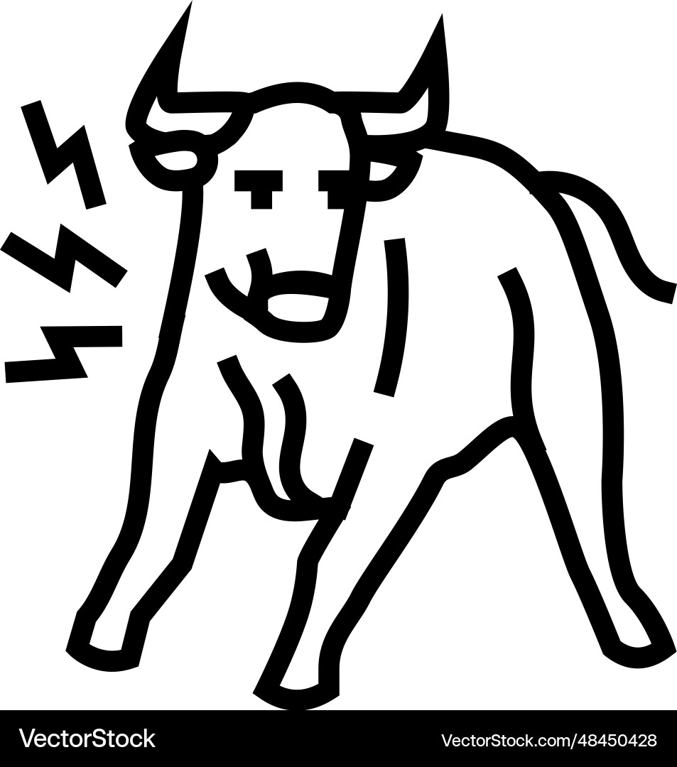 Angry bull animal line icon Royalty Free Vector Image