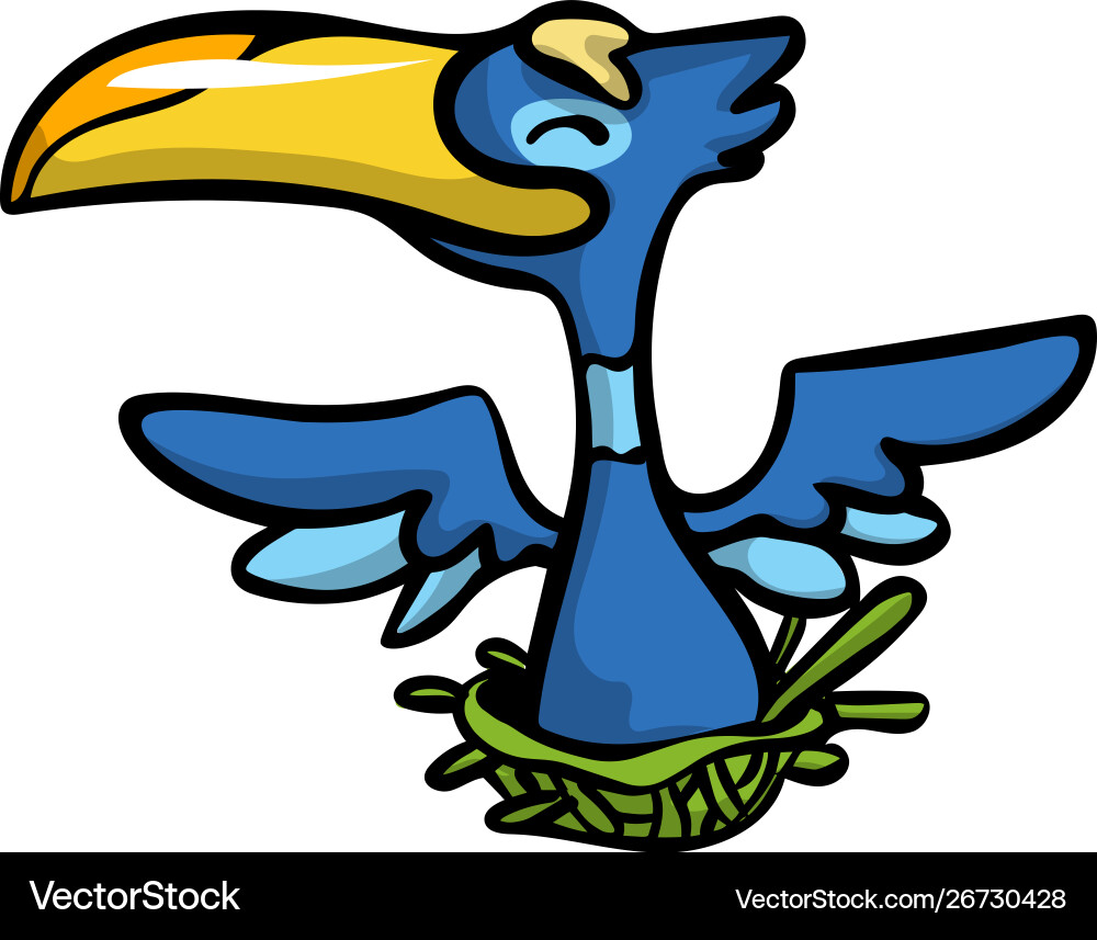 Cute funny blue bird with different emotions Vector Image