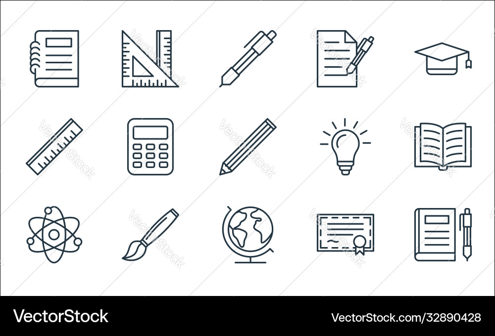 Education line icons linear set quality line set Vector Image