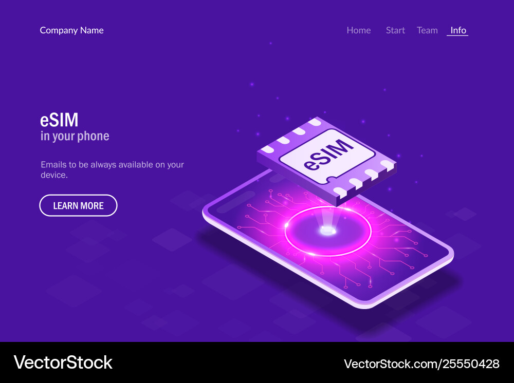 Esim card chip sign embedded sim concept new Vector Image