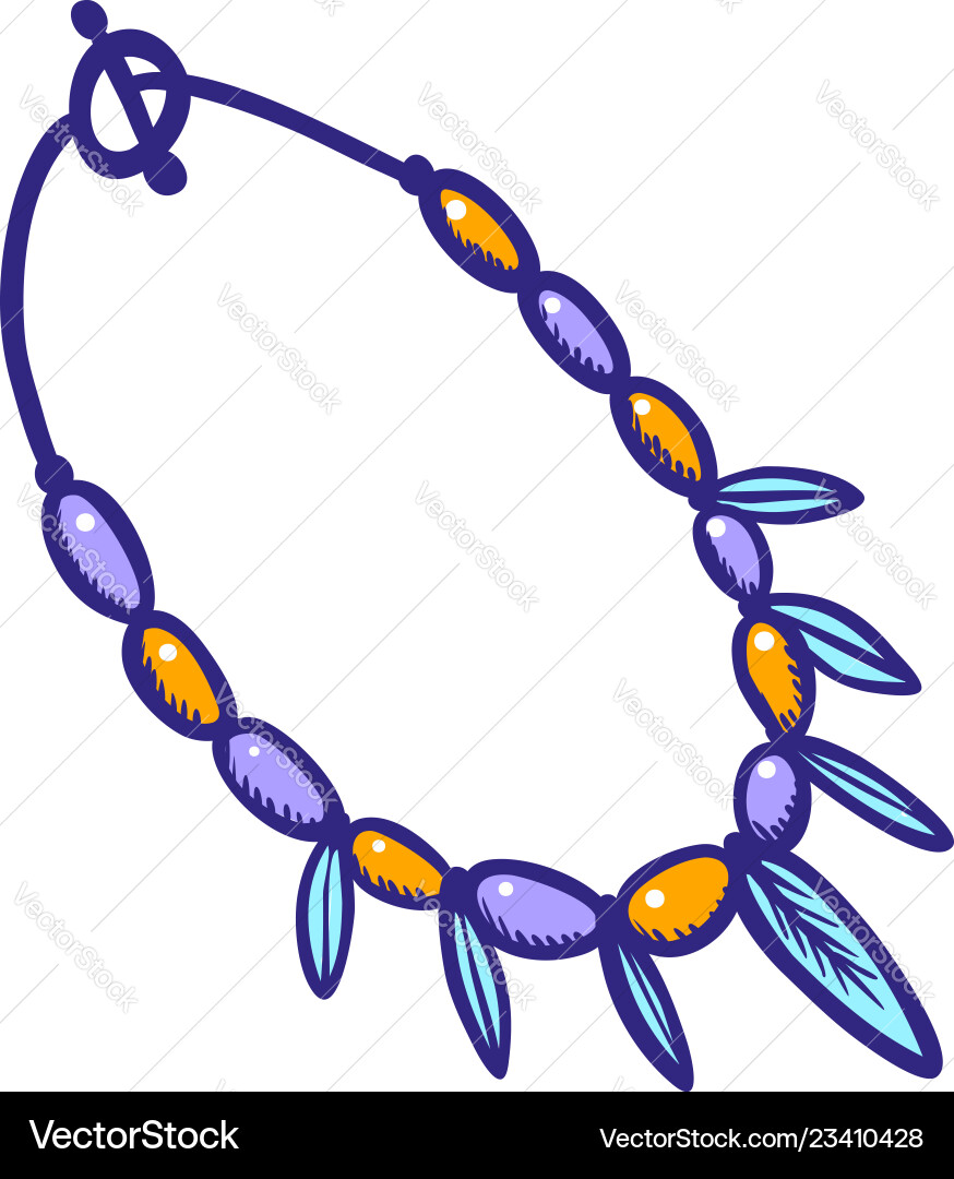 Feather gemstone necklace icon hand drawn style Vector Image