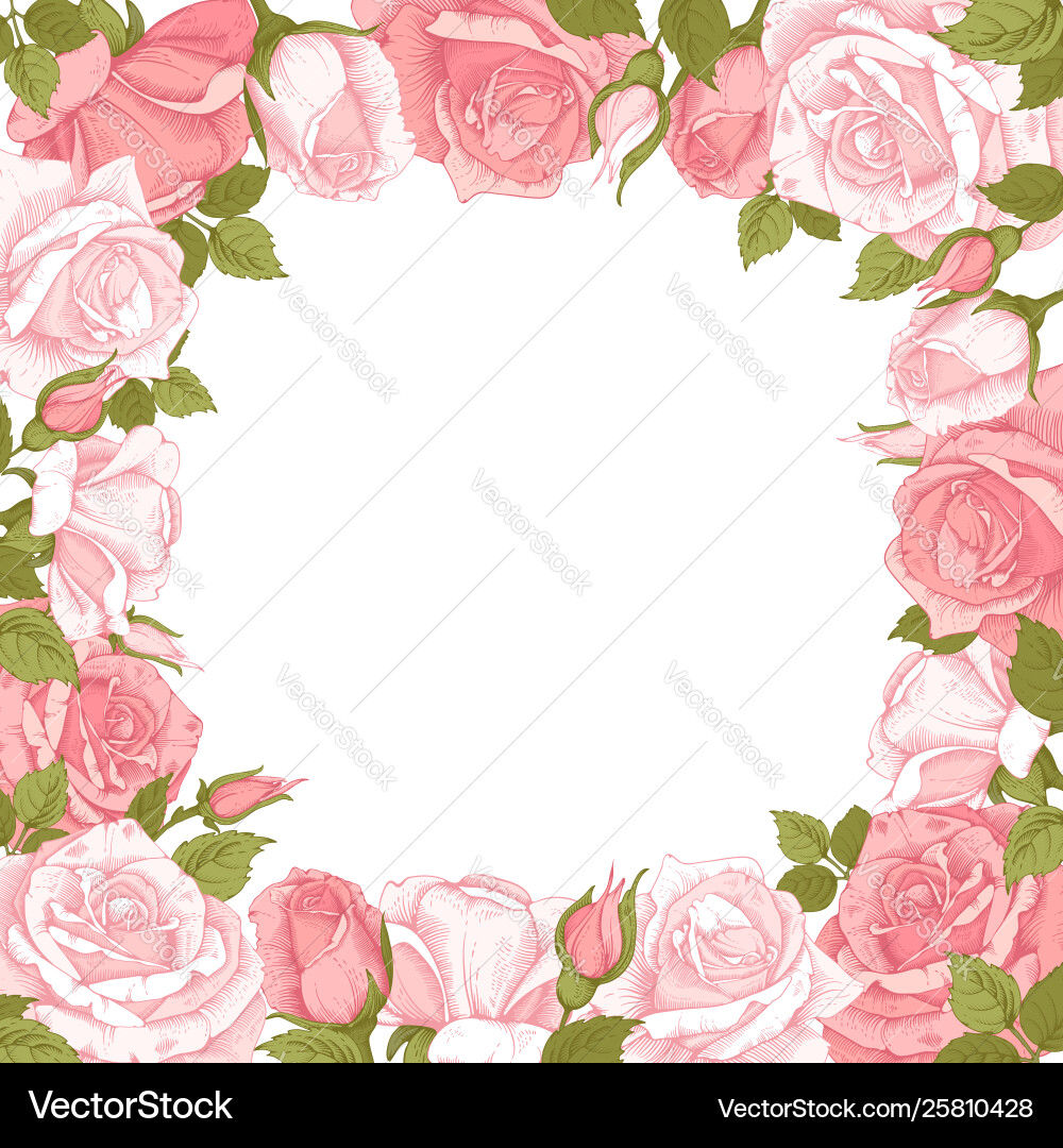 Floral frame with rose flowers Royalty Free Vector Image