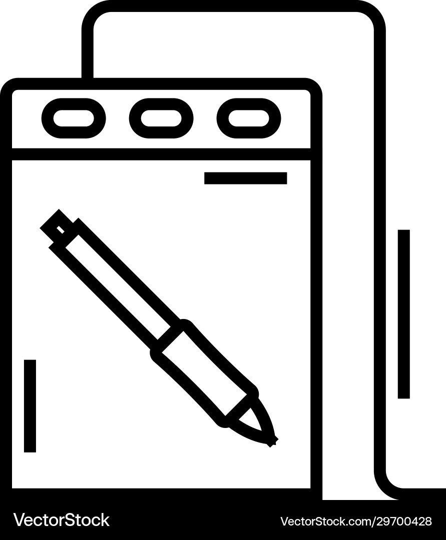 Graphic tablet line icon concept sign outline Vector Image